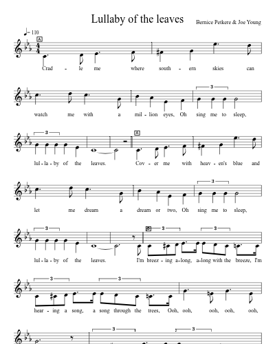 Lullaby of the leaves by Bernice Petkere & Joe Young — Piano Sheet ...